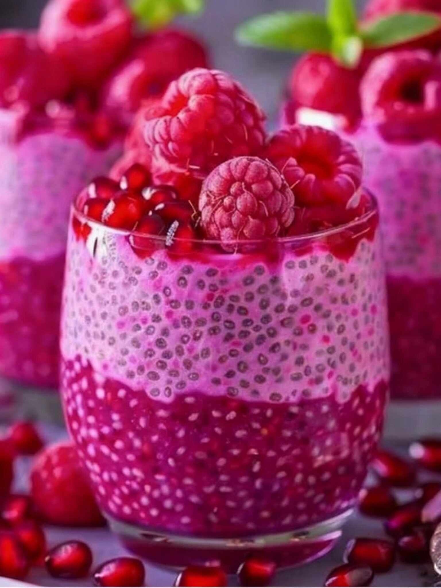Refreshing Pomegranate Raspberry Chia Pudding Recipe - hurryupmeals