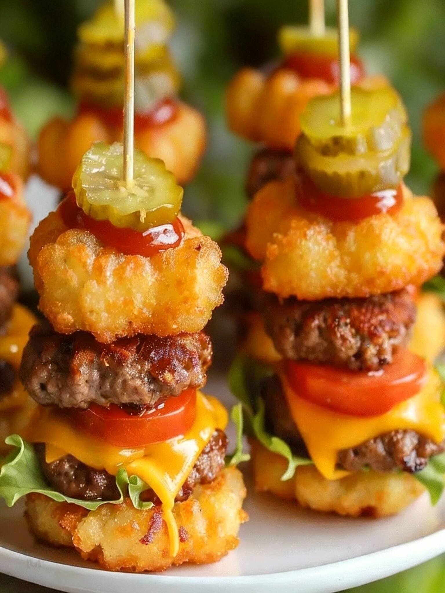 Mini Tater Tot Cheeseburgers Recipe - hurryupmeals