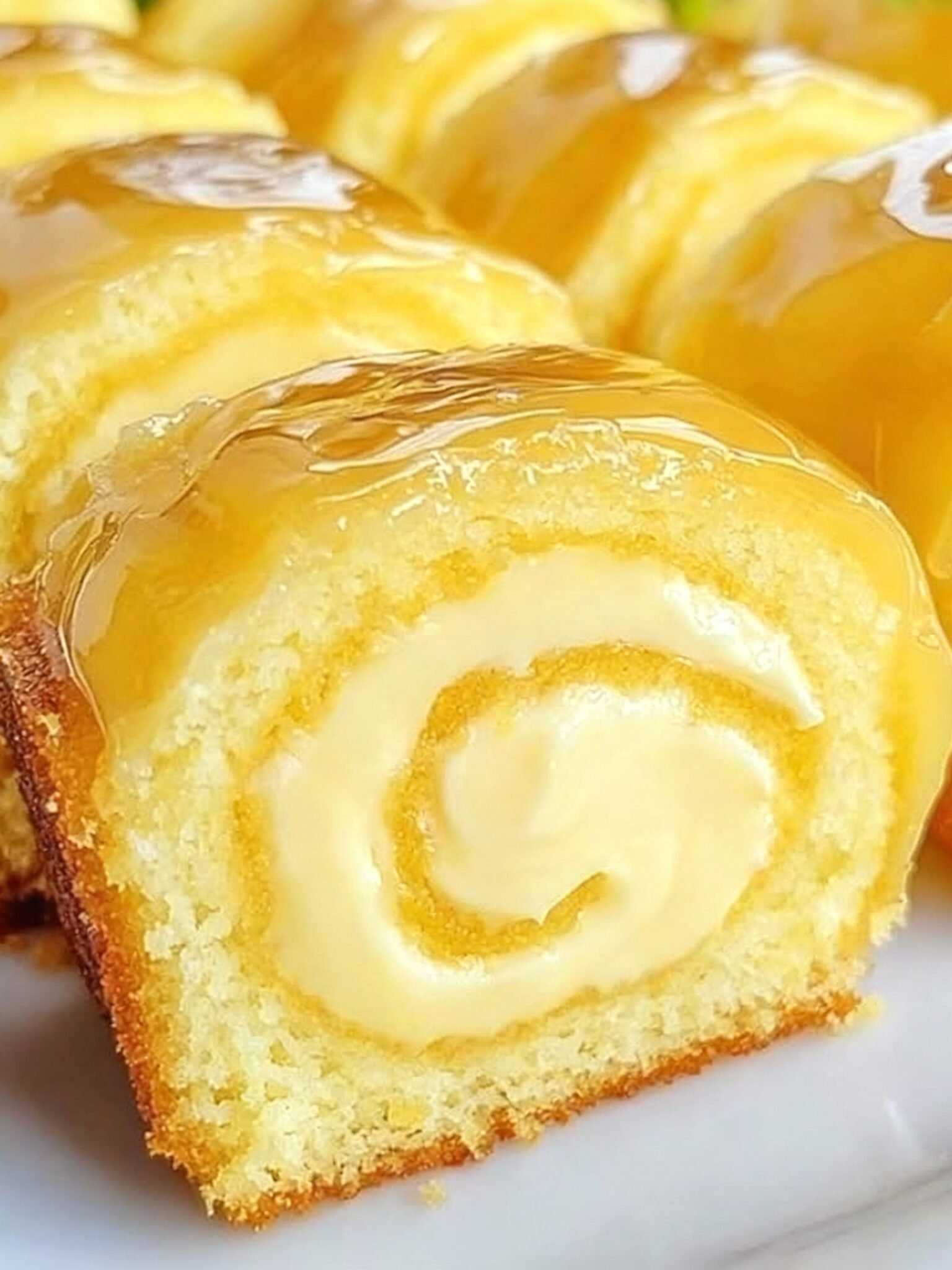 Luscious Lemon Cream Roll Cake with Lemon Glaze - hurryupmeals