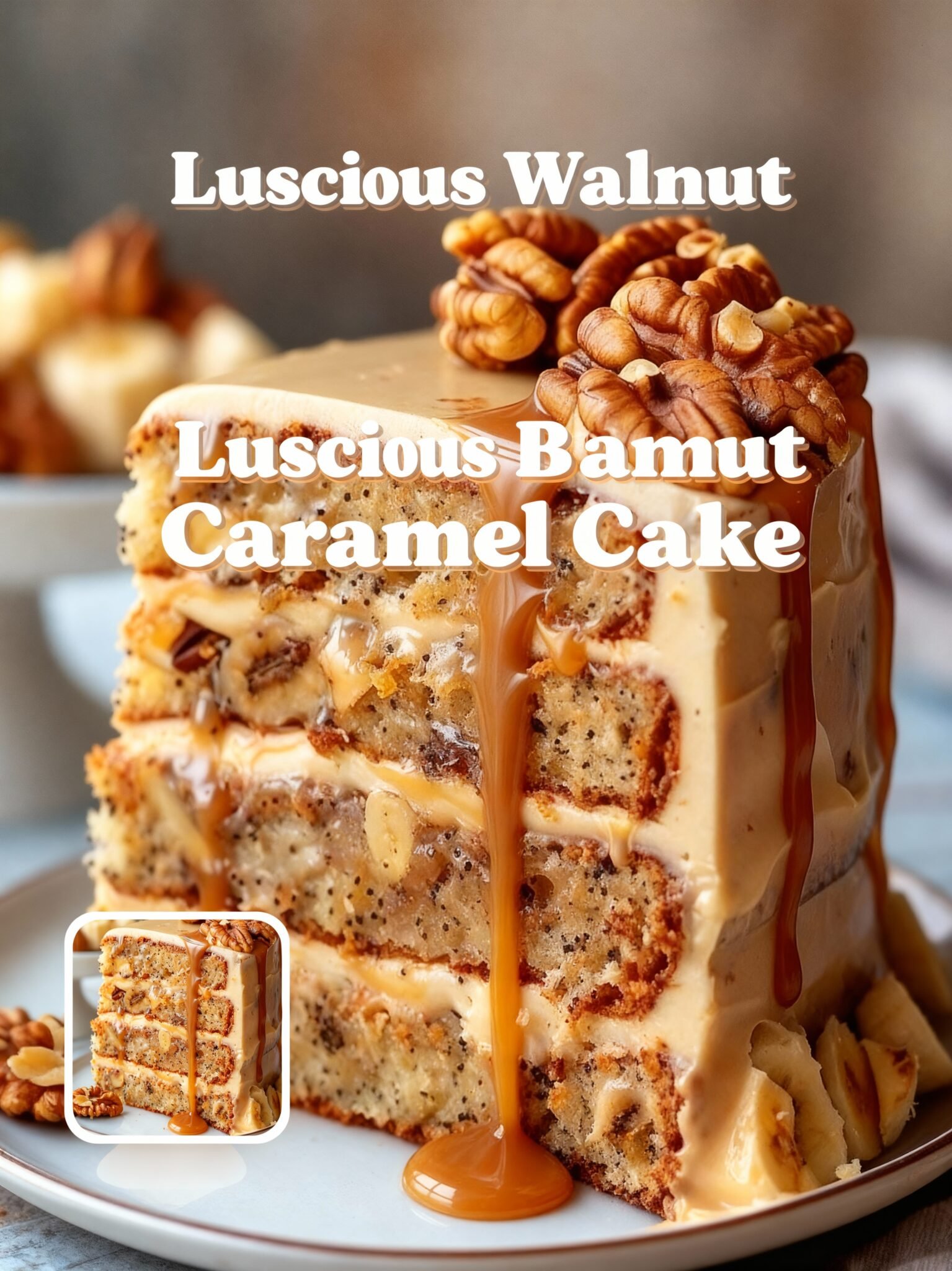 Luscious Walnut Banana Caramel Cake Recipe - hurryupmeals